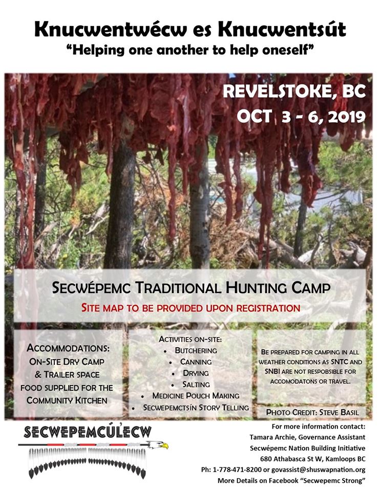 Hunting Camp - October 3-6th, 2019 Revelstoke, BC - Secwepemc Strong